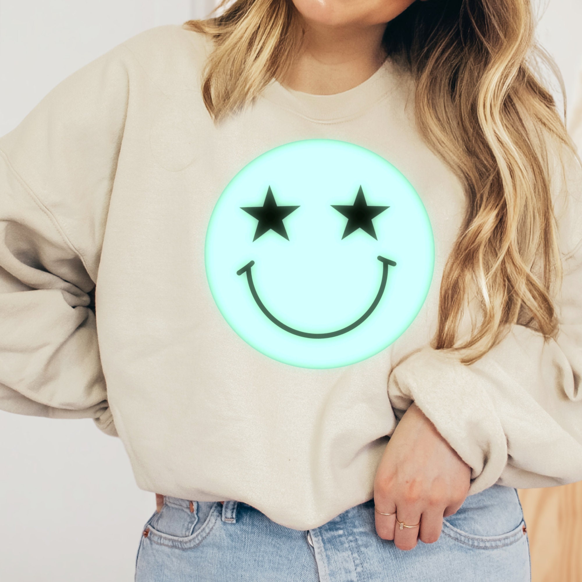 Neon Smiley Face Digital Design Sublimation Design - Etsy