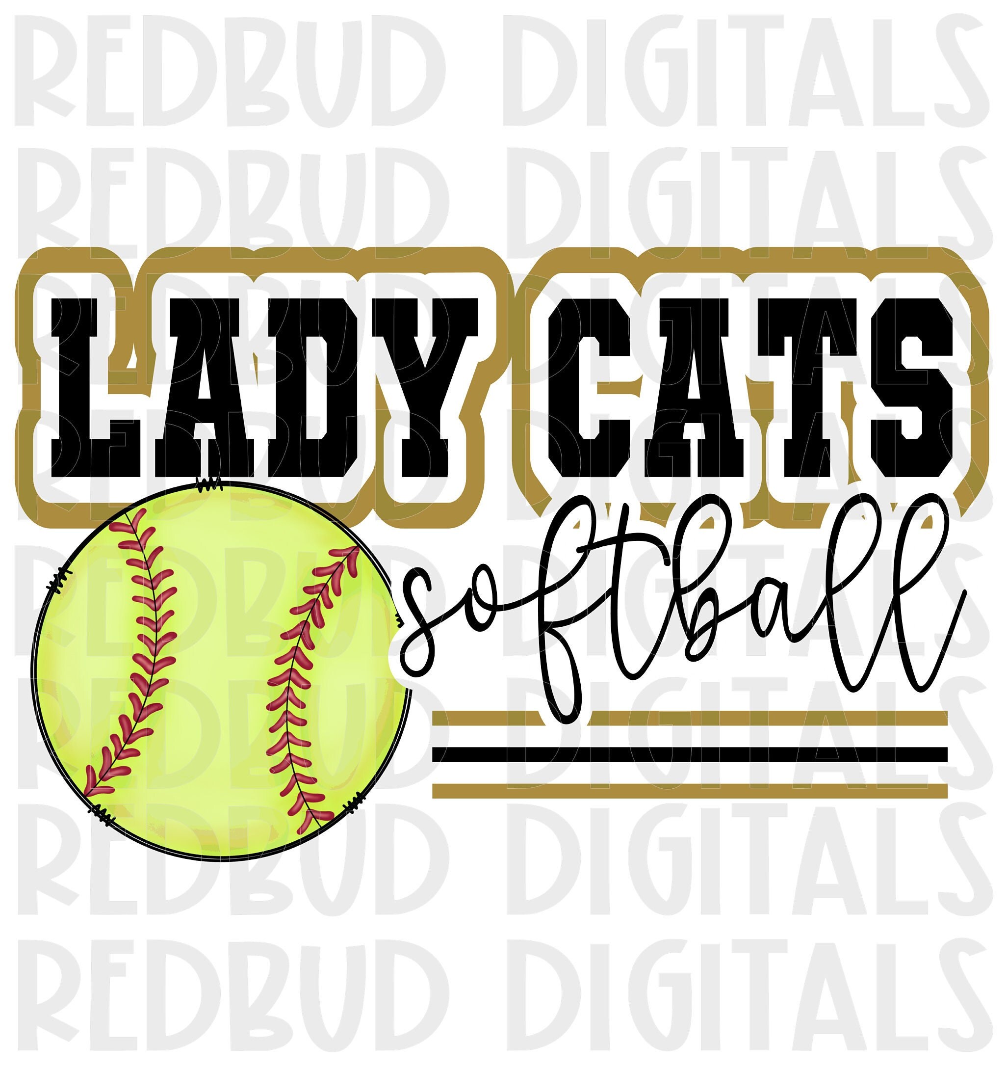 Lady Cats Softball Custom Mascot Digital Design, Sublimation Design ...