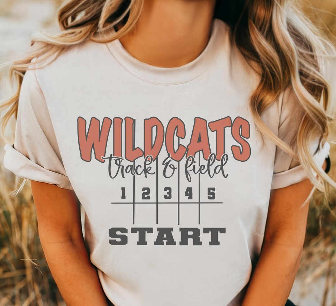 Wildcats Track & Field Tee | Wildcats Mascot T-shirt | Vintage Mascot ...