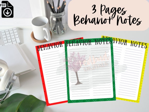 Stop Slow Go Behavior Notes Printable Teaching Supplies | Etsy