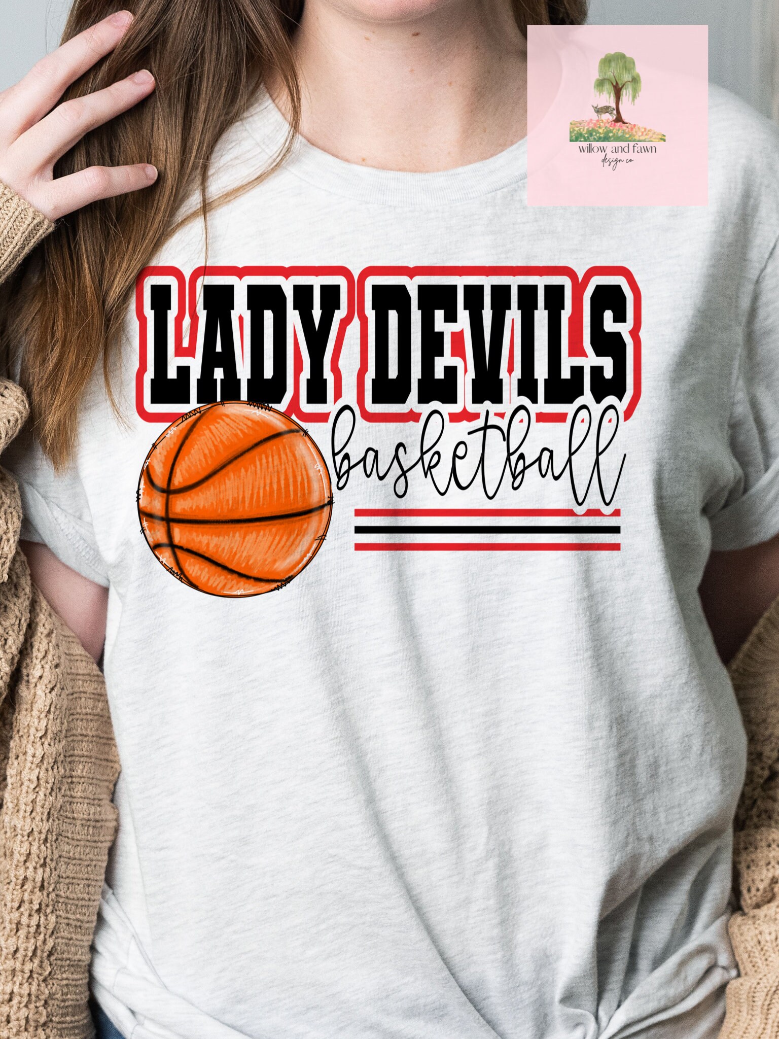 Lady Devils Red Basketball Custom Mascot Digital Design, Sublimation ...
