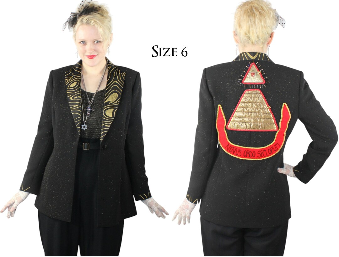 Desperately Seeking 80s Pyramid Style Size 6 Black Glitter Susan Jacket ...