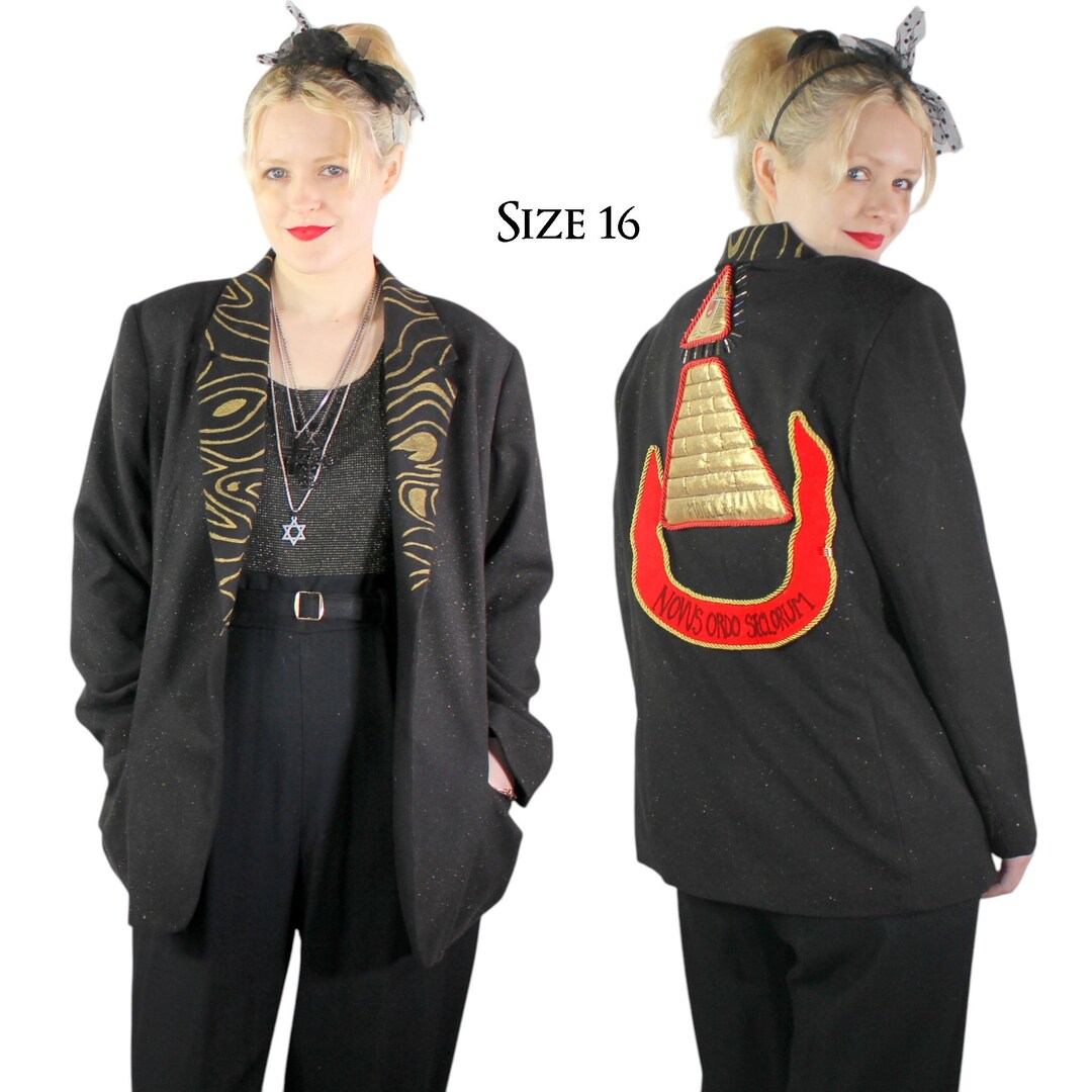 Desperately Seeking 80s Pyramid Style Size 16 Black Glitter Susan ...