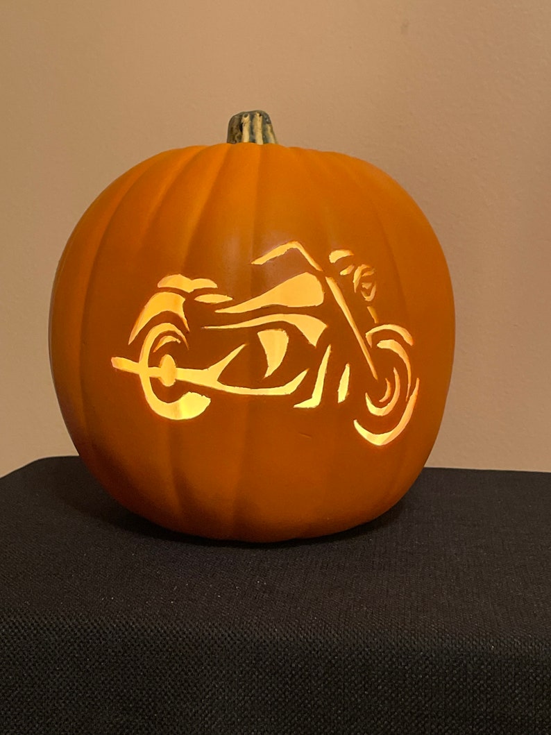Motorcycle Carved Out on a 9" Foam Pumpkin (3) Colors to Choose From ...