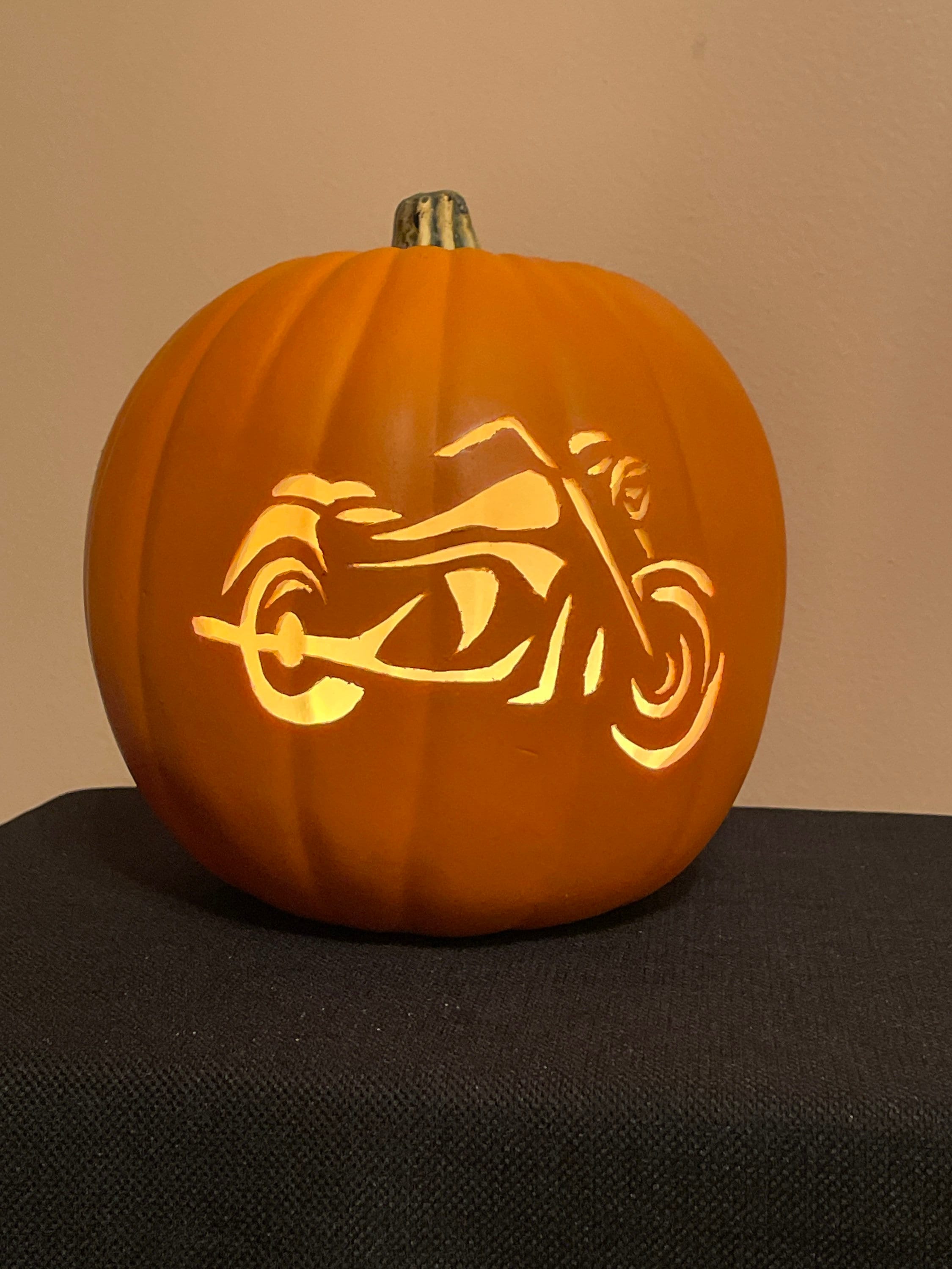 Motorcycle Carved Out on a 9" Foam Pumpkin (3) Colors to Choose From ...