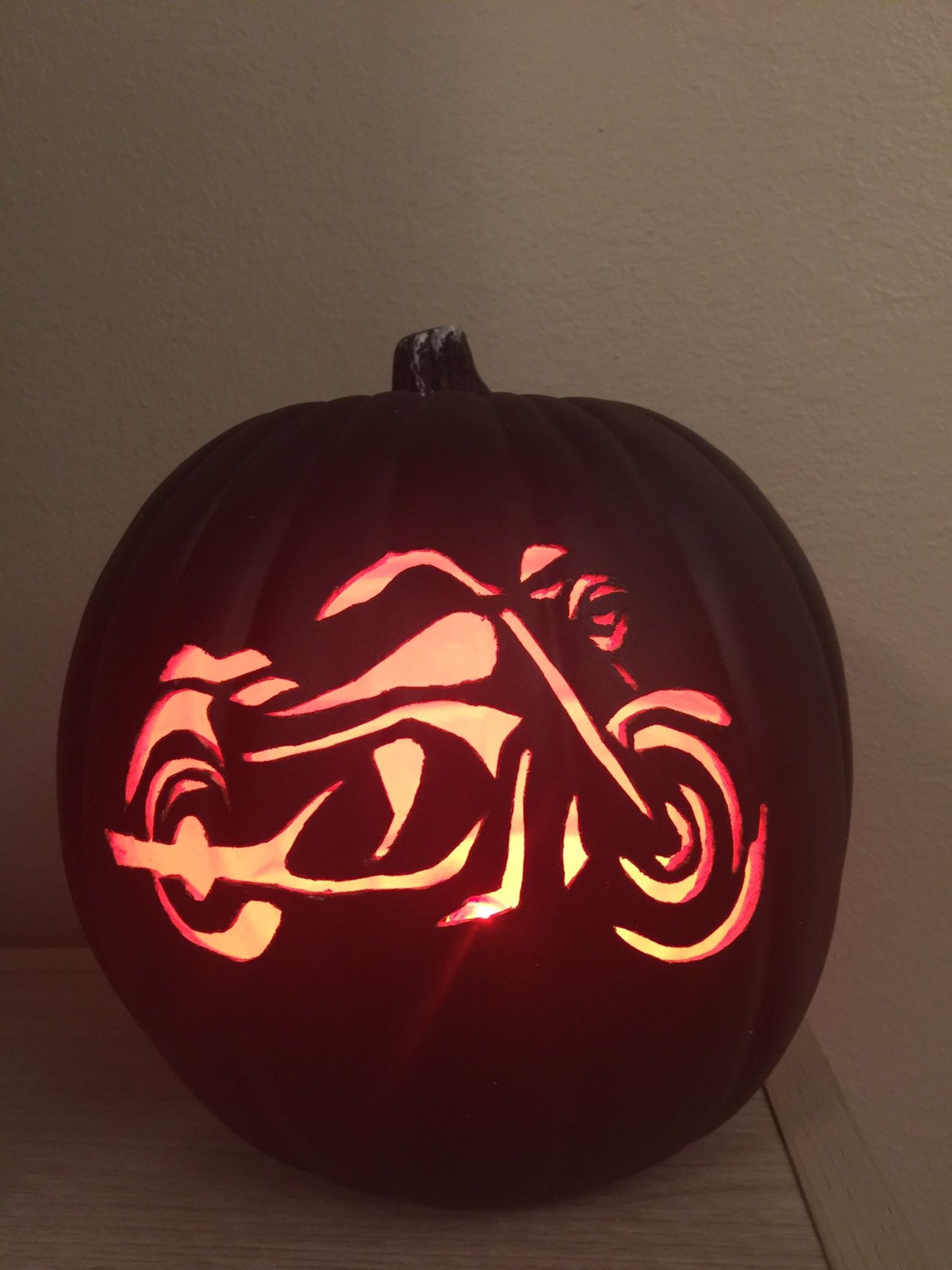 Motorcycle Carved Out on a 9" Foam Pumpkin (3) Colors to Choose From ...