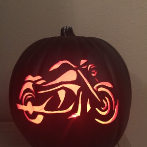 Motorcycle Carved Out on a 9" Foam Pumpkin (3) Colors to Choose From ...
