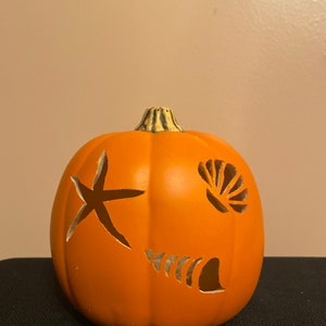Starfish or Sea Shells on A6.5" Soft White or Orange Foam Pumpkin - Etsy