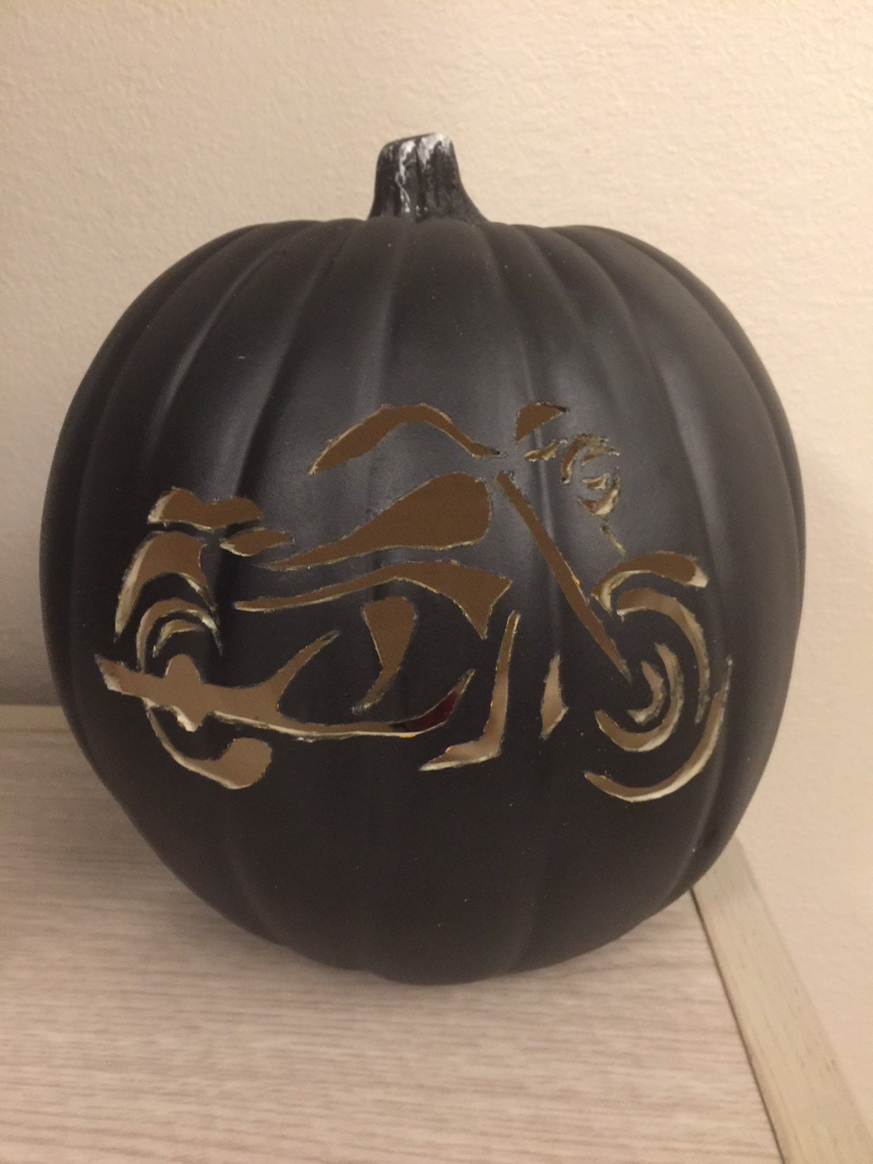 Motorcycle Carved Out on a 9" Foam Pumpkin (3) Colors to Choose From ...