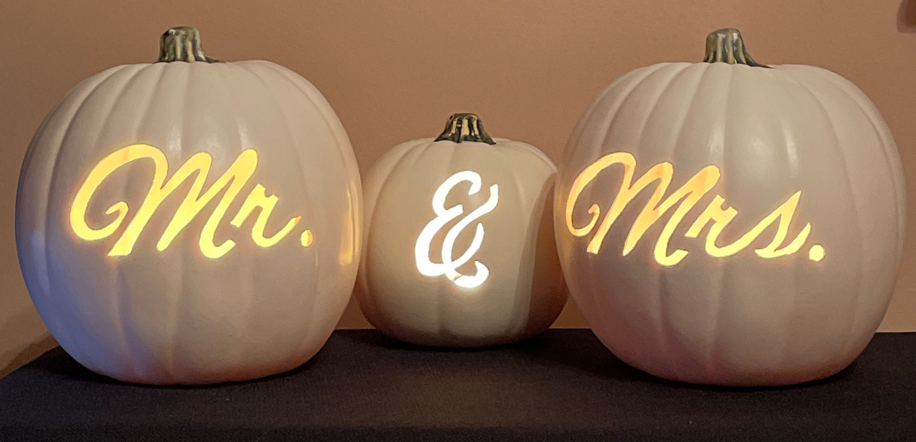 Mr. & Mrs. Carved Out on (3) Pumpkins - Etsy