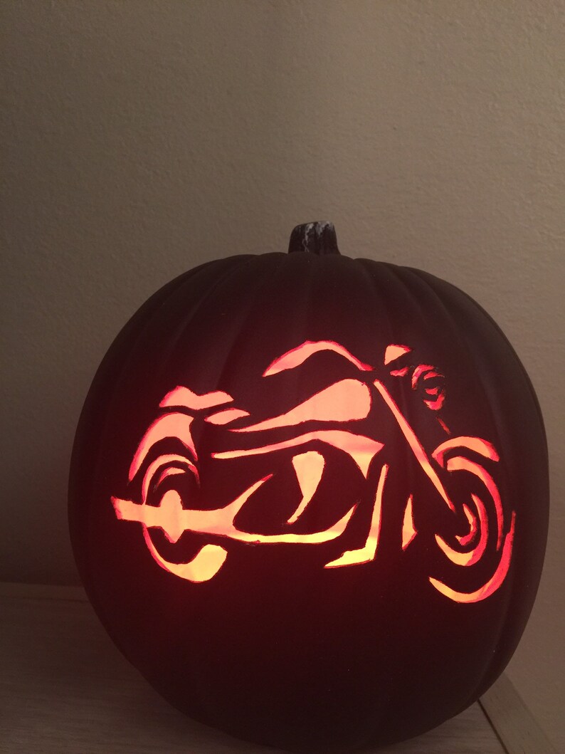 Motorcycle Carved Out on a 9" Foam Pumpkin (3) Colors to Choose From ...