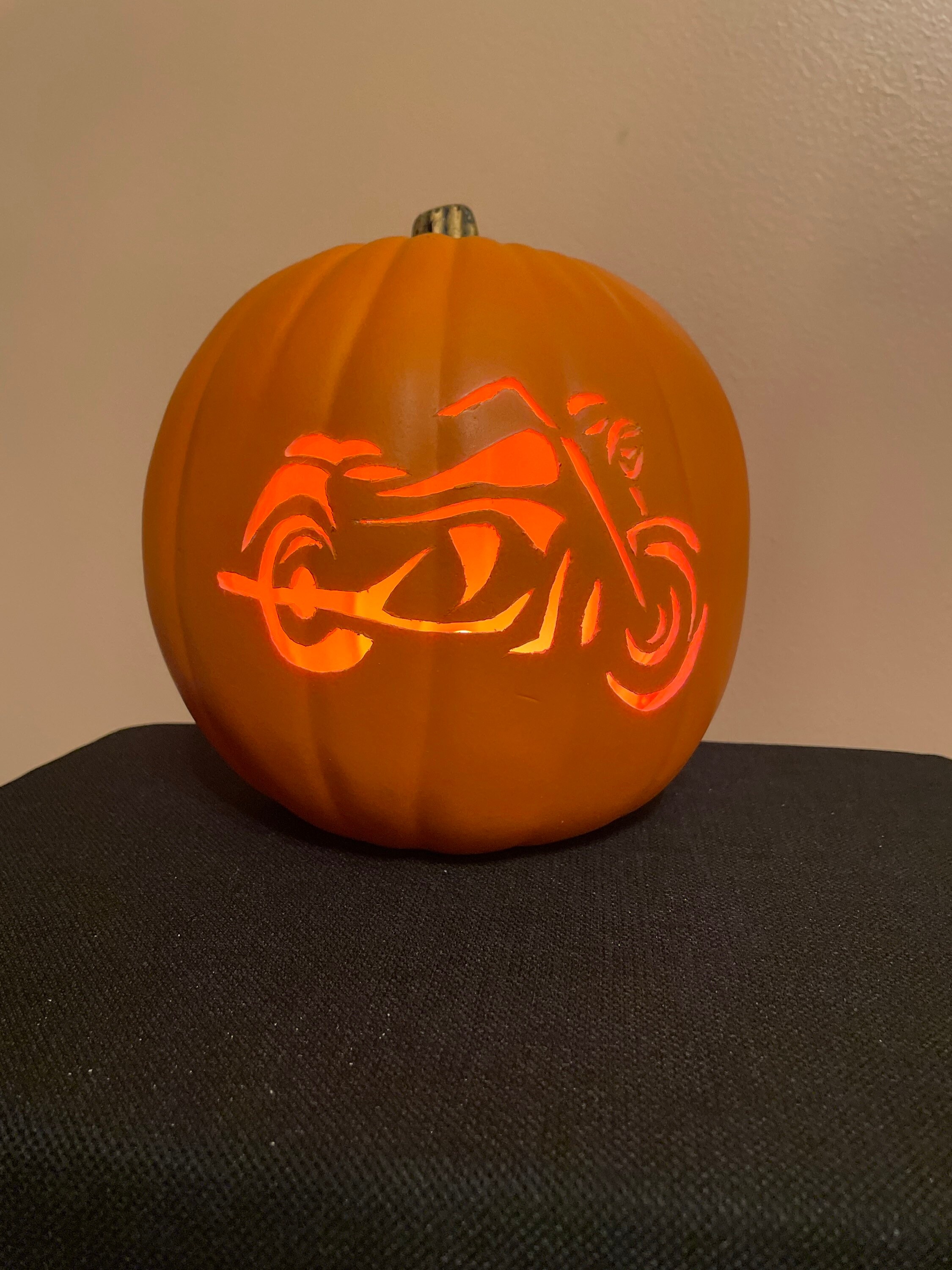 Motorcycle Carved Out on a 9" Foam Pumpkin (3) Colors to Choose From ...