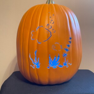 Underwater Fish Scene on a 13” Orange or Soft White Color Foam Pumpkin ...