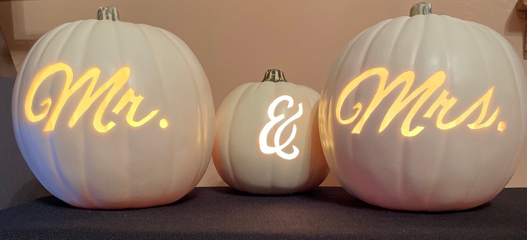 Mr. & Mrs. Carved Out on (3) Pumpkins - Etsy