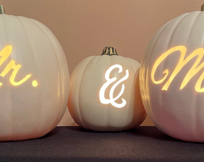 Mr. & Mrs. Carved Out on 3 Pumpkins - Etsy