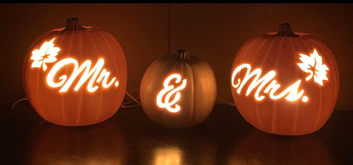 Mr. & Mrs. carved out on 3 pumpkins | Etsy