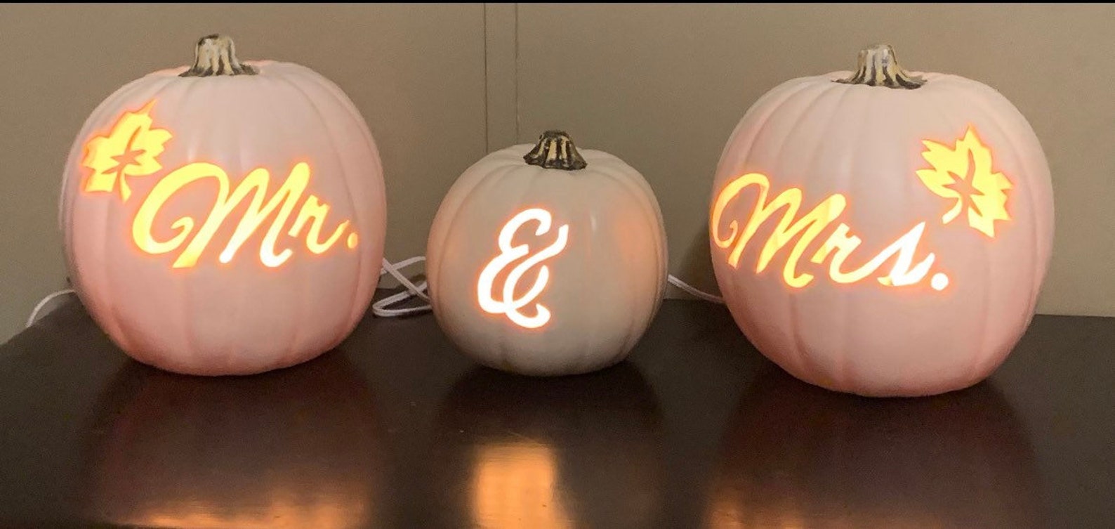Mr. & Mrs. Carved Out on (3) Pumpkins - Etsy