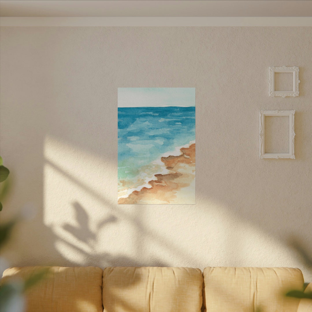Beach 1 Watercolor Textured Watercolor Matte Posters, Ocean, Coast - Etsy