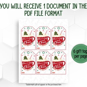 Printable Christmas Have a Cup of Cheer Gift Tag | Employee Thank You ...