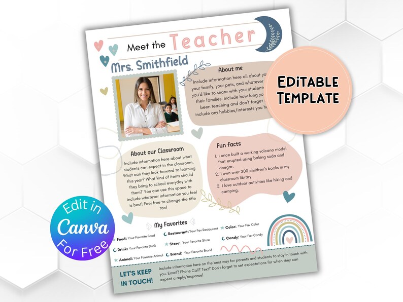 Editable Meet the Teacher Letter: Boho Canva Template (digital Download ...