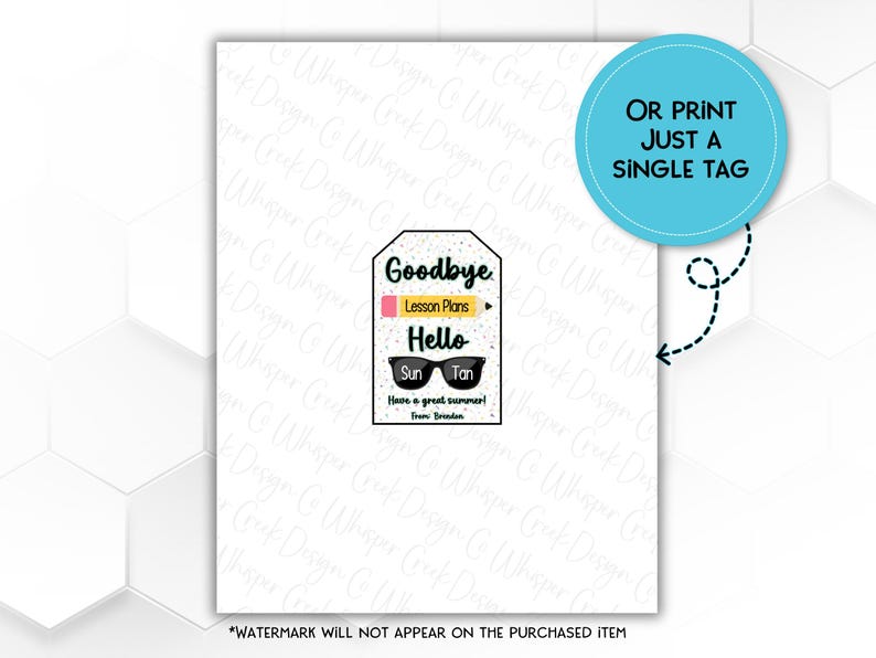 Editable Goodbye Lesson Plans, Hello Sun Tan Gift Tag | End of School ...
