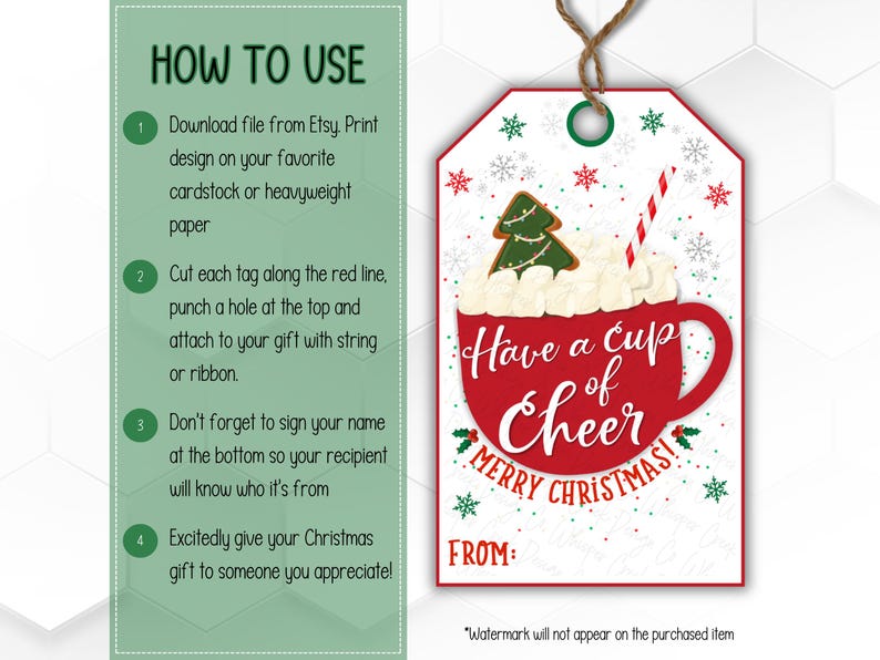 Printable Christmas Have a Cup of Cheer Gift Tag | Employee Thank You ...