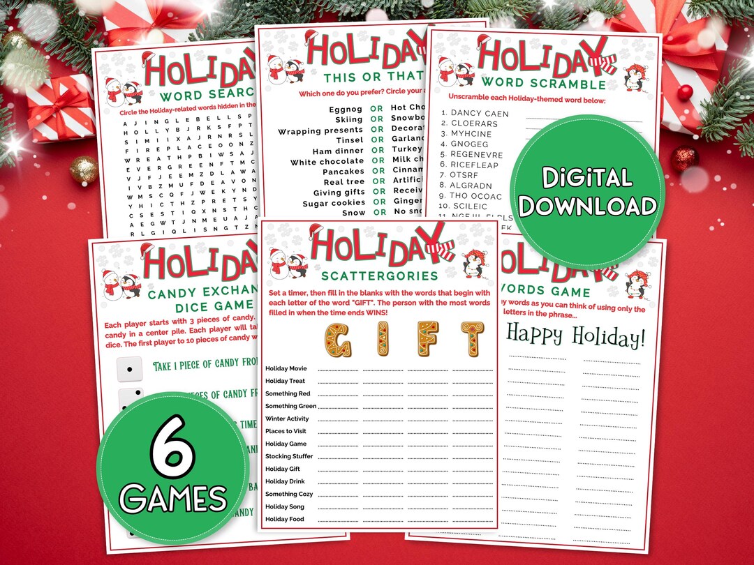 Printable Holiday Games Bundle: Fun Winter Activities (digital Download ...