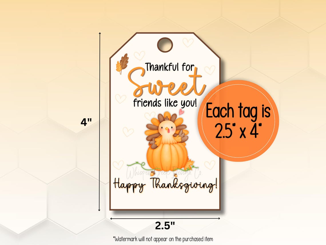 Printable Friendsgiving Gift Tag | Thanksgiving Gift Tag | Thankful for ...