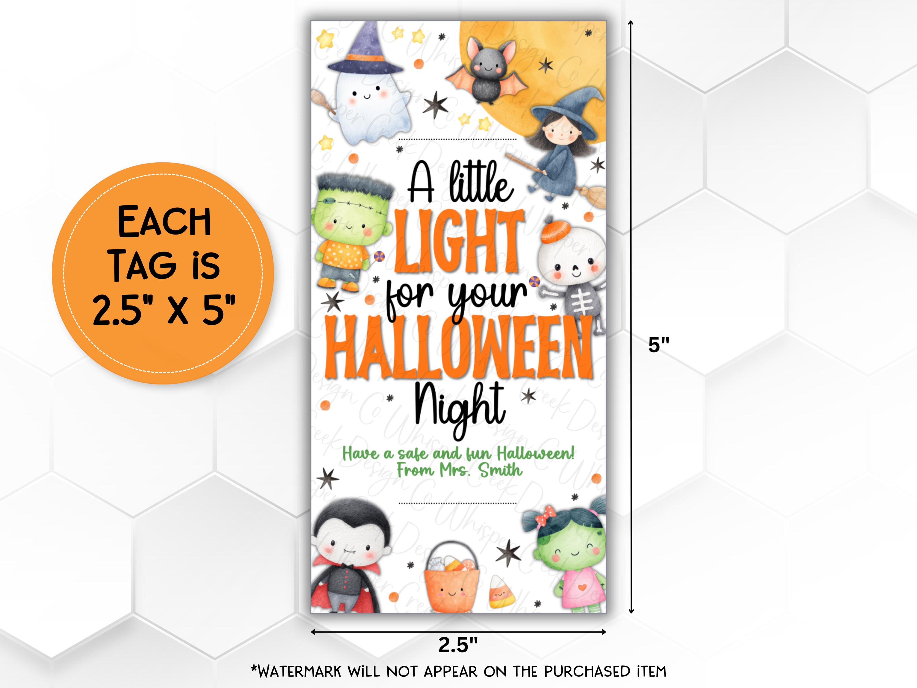 Editable A Little Light for Your Halloween Night Tag: Printable Holder ...