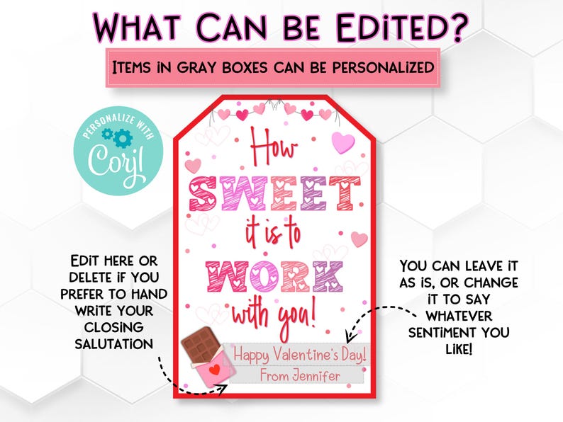 Editable How Sweet It is to Work With You Gift Tag | Printable ...