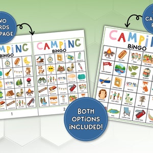 Camping Bingo Game: 35 Printable Cards, Family Fun (instant Download ...