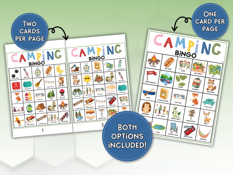 Camping Bingo Game: 35 Printable Cards, Family Fun (instant Download ...