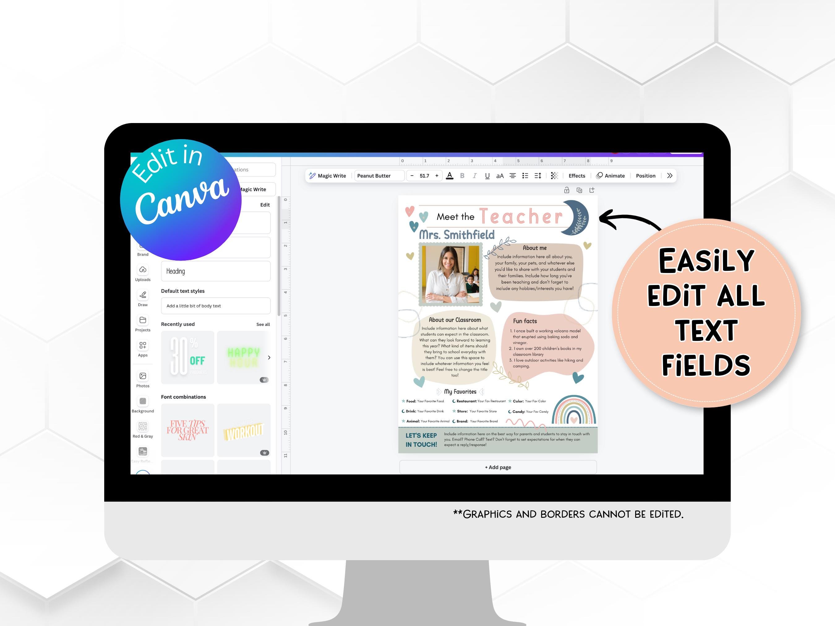 Editable Meet the Teacher Letter: Boho Canva Template (digital Download ...