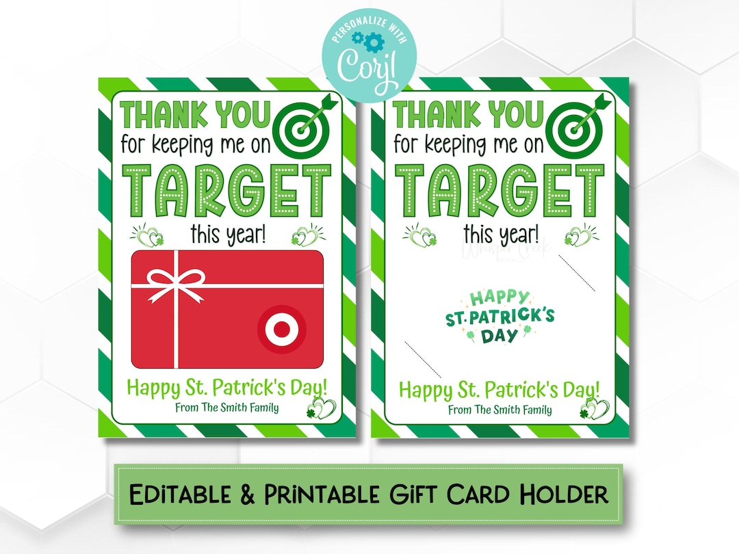 Thanks for Keeping Me on Target Gift Card Holder | Editable and ...