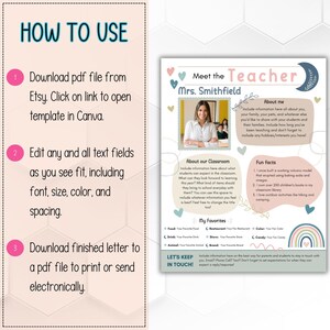 Editable Meet the Teacher Letter: Boho Canva Template (digital Download ...