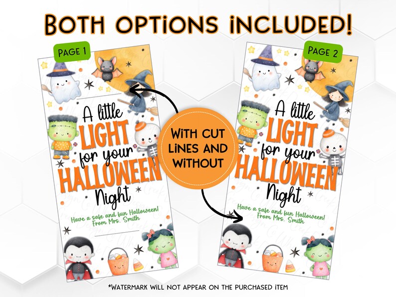 Editable A Little Light for Your Halloween Night Tag: Printable Holder ...