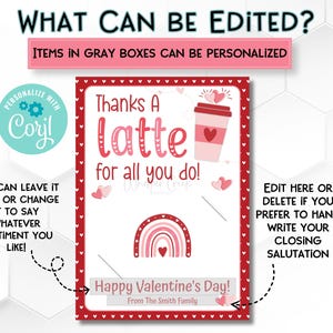 Editable Thanks a Latte Gift Card Holder | Perfect Present for Coffee ...
