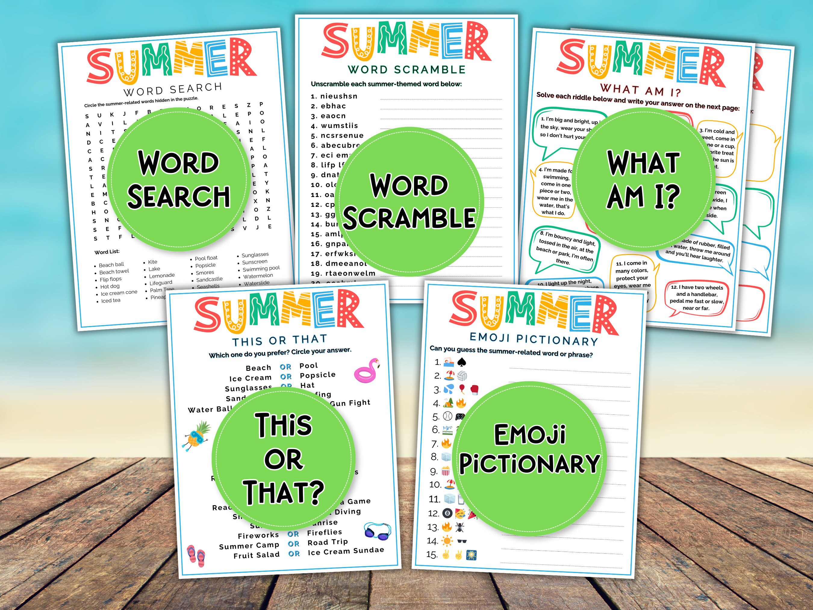 Colorful Summer Games Bundle - 5 Summer-themed Games for Last Day of ...