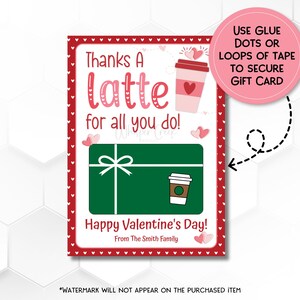 Editable Thanks a Latte Gift Card Holder | Perfect Present for Coffee ...