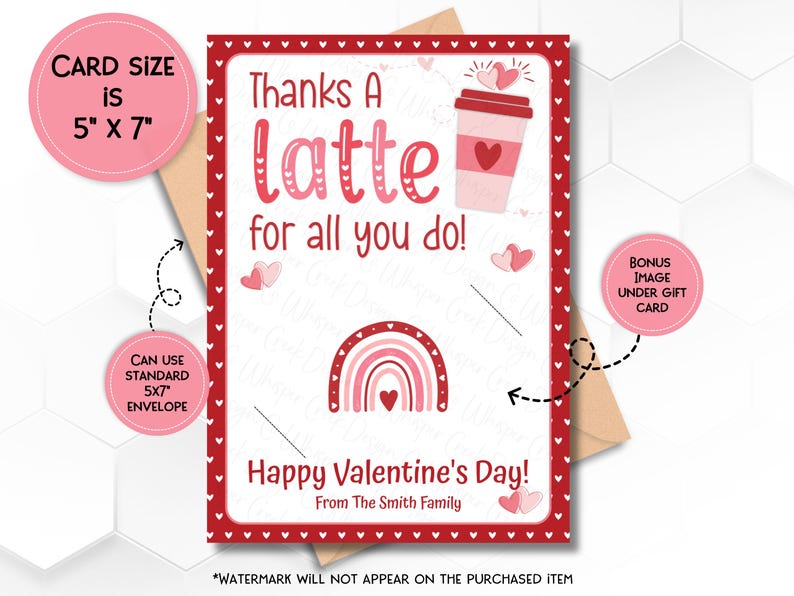 Editable Thanks a Latte Gift Card Holder | Perfect Present for Coffee ...