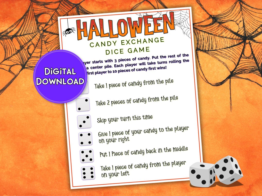 Halloween Candy Exchange Dice Game - Halloween-themed Game for Spooky ...
