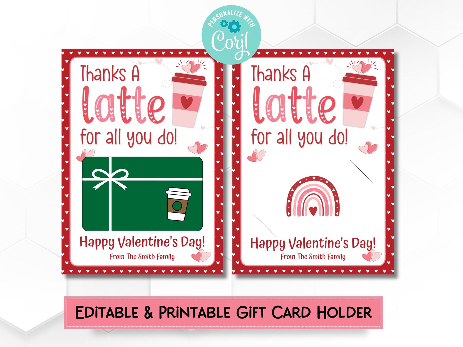 Editable Thanks a Latte Gift Card Holder | Perfect Present for Coffee ...