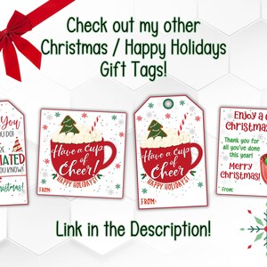 Printable Christmas Have a Cup of Cheer Gift Tag | Employee Thank You ...