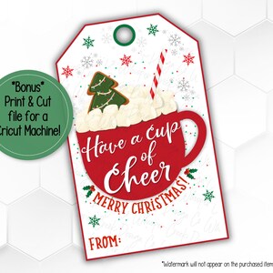 Printable Christmas Have a Cup of Cheer Gift Tag | Employee Thank You ...