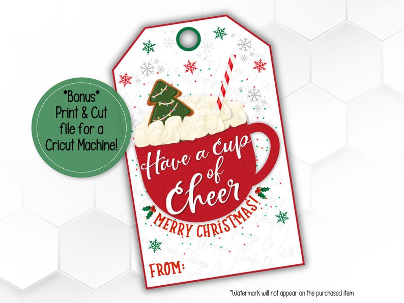 Printable Christmas Have a Cup of Cheer Gift Tag | Employee Thank You ...