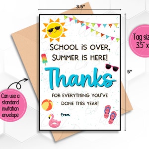 School is Over, Summer is Here Printable Gift Tag | End of School Year ...