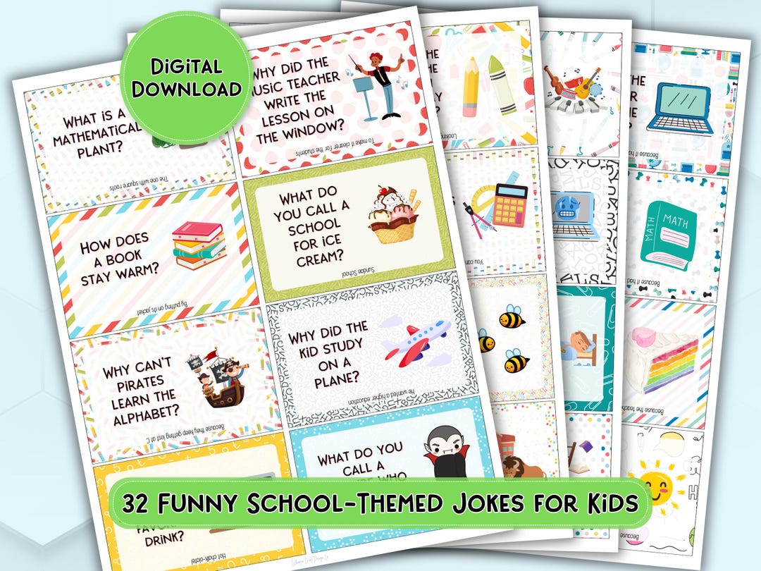 32 Funny Lunch Box Jokes Cards Printable School-themed Notes for Kids ...
