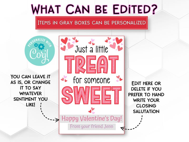 Editable and Printable Little Treat for Someone Sweet Valentine's Day ...