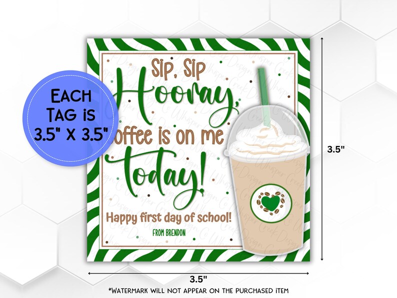 Editable Sip Sip Hooray Gift Tag: Teacher & Staff Appreciation (digital ...