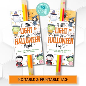 Editable A Little Light for Your Halloween Night Tag: Printable Holder ...
